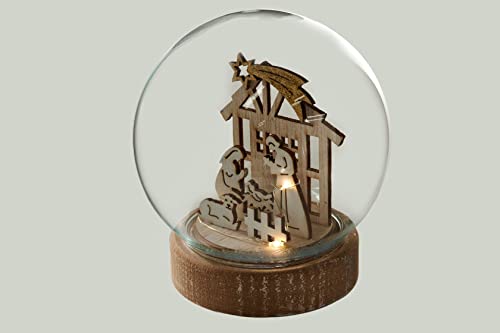Giftcraft Holy Nativity Set for Christmas, Light Up Christmas Snow Globe Style Home Decor, Christian Decor, Baby Jesus Christmas Decorations, Small LED Xmas Home Decor