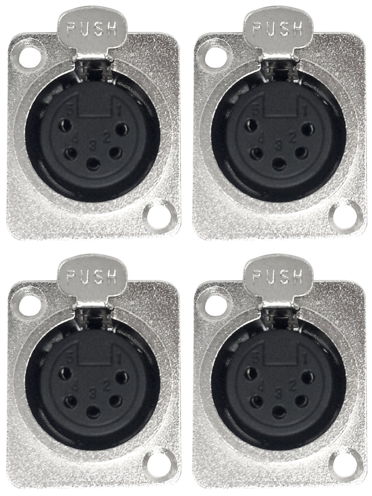 CESS 5 Pin XLR Female Socket Connector Panel/Chassis Mount (jcx) (4 Pack)