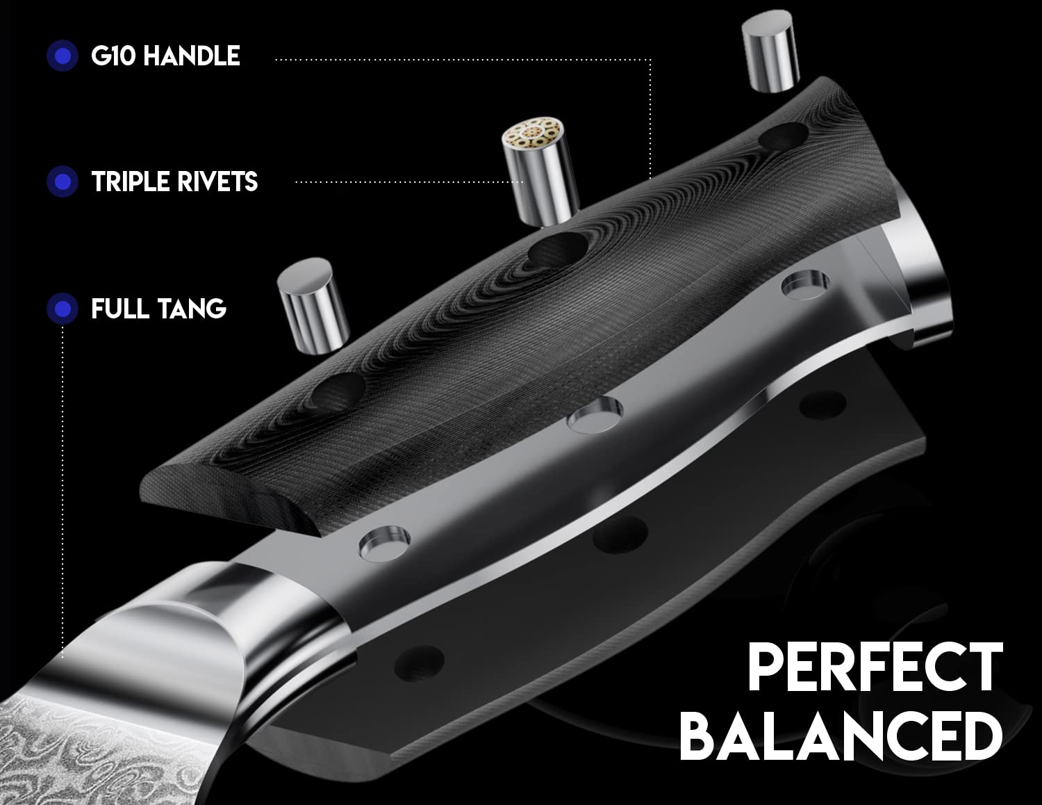 enowo Damascus Knife Set 3 PCS,Razor Sharp Kitchen Knives Made of Japanese Damascus Steel VG10, Well-Balanced Damascus Chef Knife set with Premium G10 Full Tang Handle Triple Rivet Gift Box