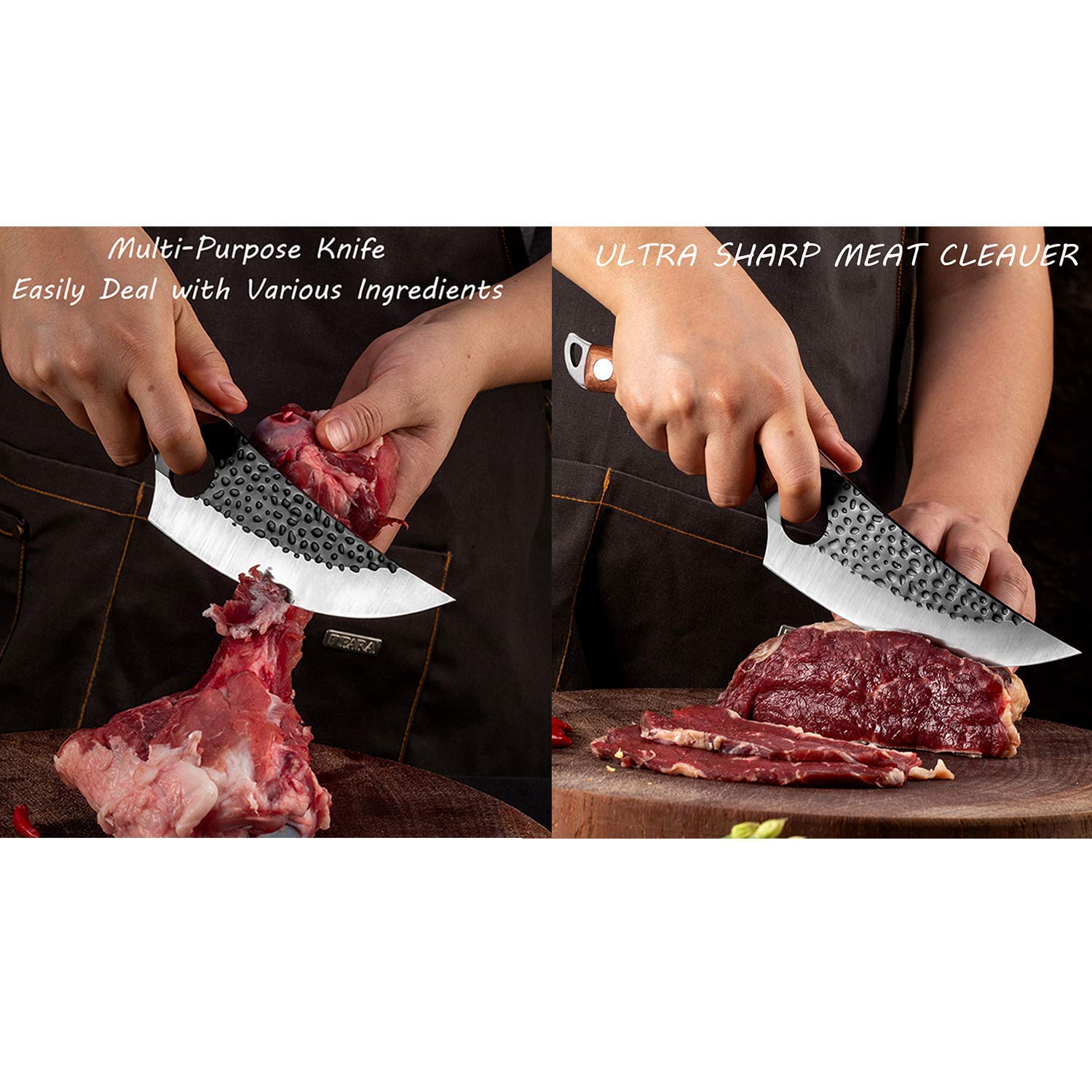 NWESTUN Chef Knife 6 Inch, Kitchen Knife for Boning, Cutting, and Chopping. Hand Forged Japanese Knife for Home, Outdoor Cooking, Camping BBQ (Yellow)