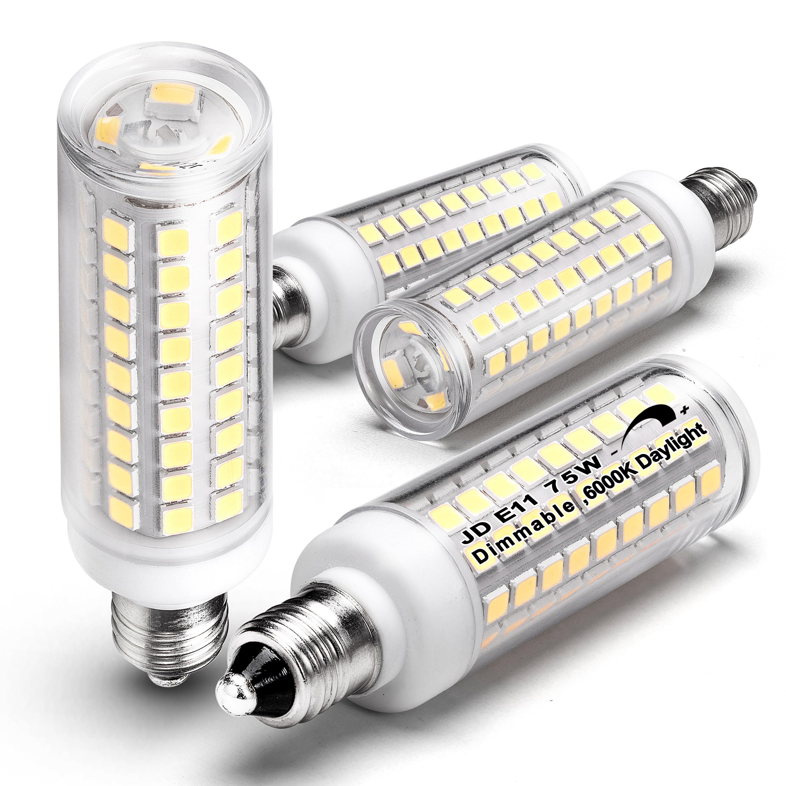 JDE11 Led Bulbs 120V 75W Halogen Candelabra Bulbs Equivalent Dimmable,T3 T4 Mini Base JD E11 Bulb, 6000K Daylilght White 7W 750lm E11 for Chandeliers,Candelabra,Ceiling Fan,Cabinet Lighting,4Pcs