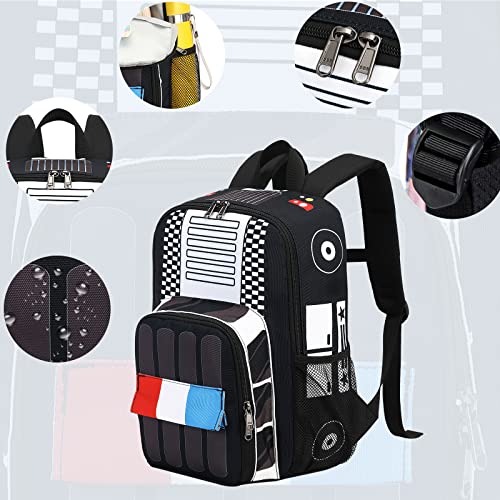 LEDAOU Toddler Kids Backpack for Boys Girls Dinosaur Preschool Kindergarten School Backpack Bookbag School Bag with Chest Strap (Police Car Black)