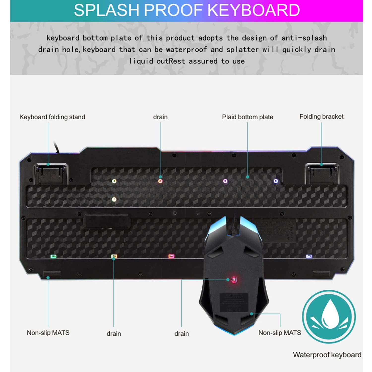 EXHNLE Gaming Keyboard and Mouse Combo, Wired Backlight Keyboard and Mouse, USB Wired Backlit Keyboard for Laptop PC Computer Game and Work