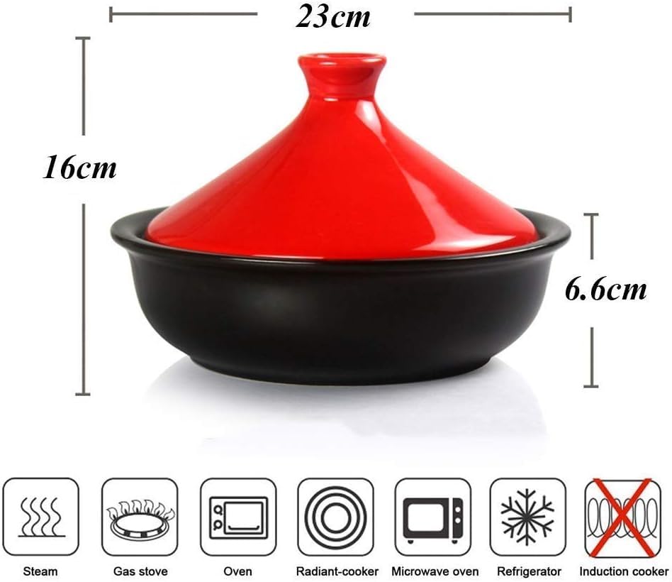 HYDIK Tagine Pot,Round Ceramic Casserole Clay Pot with Lid,Multifunction Cookware for Stew Soup,Heat-Resistant Hot Pot Earthen Pot
