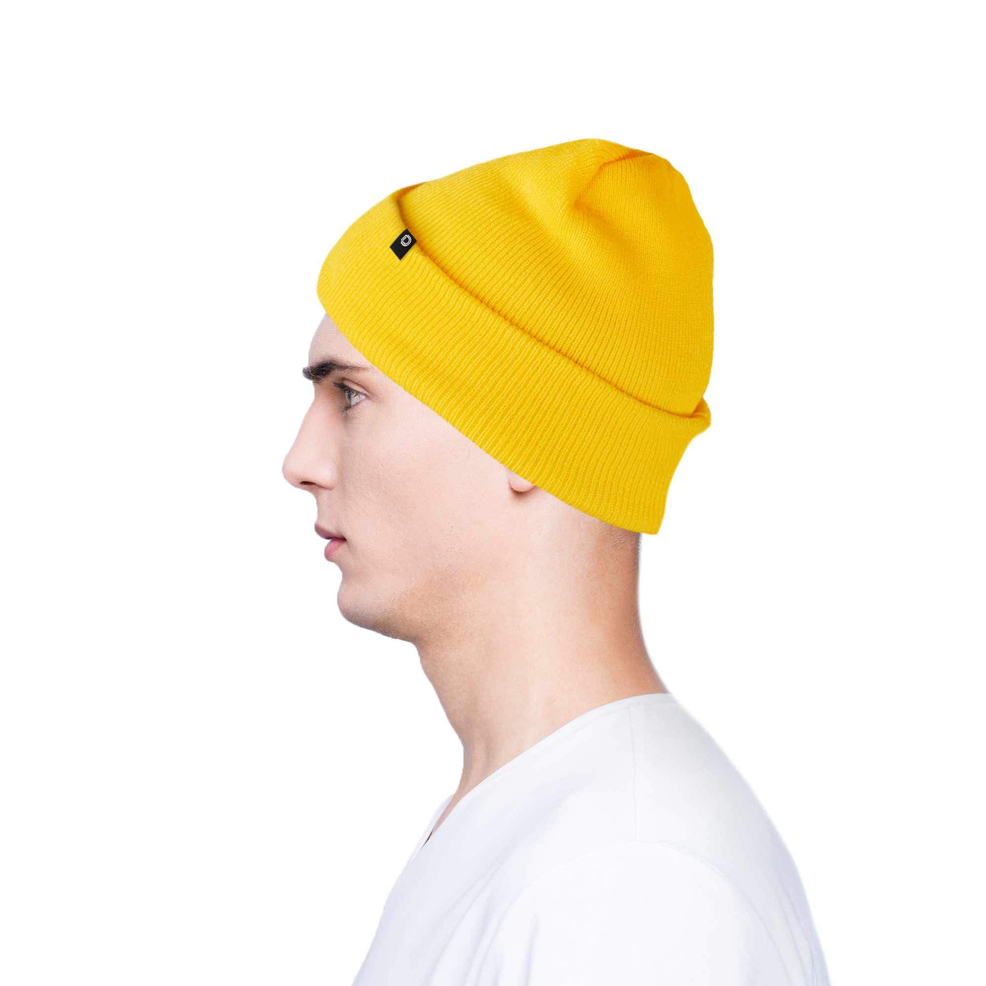 DALIX Cuff Beanie Cap 12" in Yellow