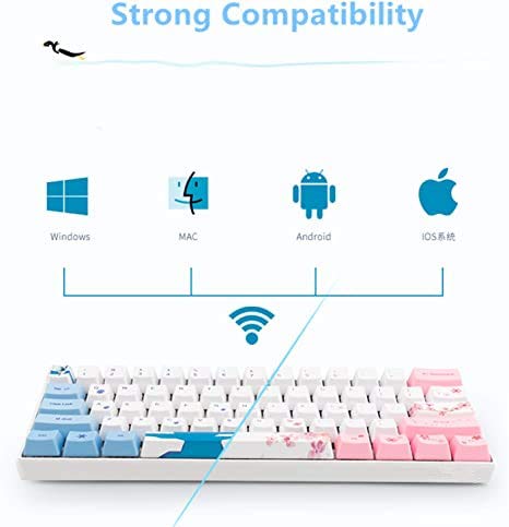 ZMX Blue Penguin 61 Mechanical Keyboard,Hot Swappable 60%Compact Mechanical 5.0Bluetooth/Type-C Wired Dual-Mode RGB Backlit Dye-Sublimation PBT Keycap Gaming Keyboard(Blue Switch)