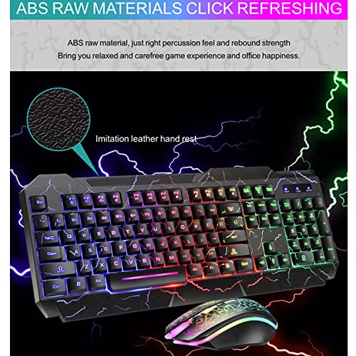 EXHNLE Gaming Keyboard and Mouse Combo, Wired Backlight Keyboard and Mouse, 104 Keys Keyboard Mouse, for Laptop PC Computer Game and Work