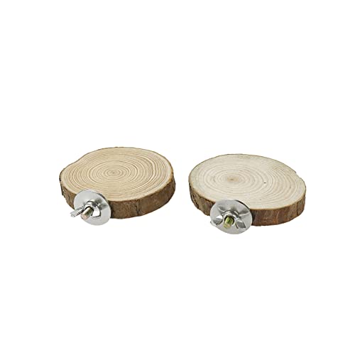 Meprotal 2Pack Bird Perch Stand for Cage, Natural Wooden Parrot Platform, Wood Bird Perch Bird Toy for Canary Parakeet Cockatiel Parrot Budgie Sparrow (3.3inch)