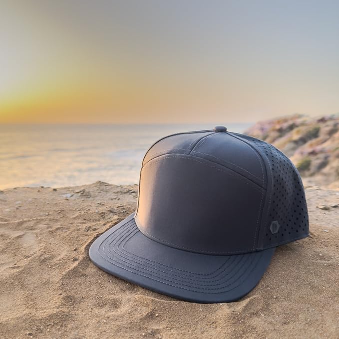 Dumont Supply - 7 Panel, Flat Bill, Performance Snapback Hat, Water-Resistant Baseball Cap, Men & Women (Black)