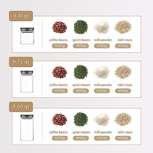 TrendPlain Air Tight Containers for Food - Pop Up High - Grade Borosilicate Glass Container with Stackable Lids - Storage Containers for Pantry, Cereal, Coffee, Rice, Flour 27 Oz / 800 ML, Grey