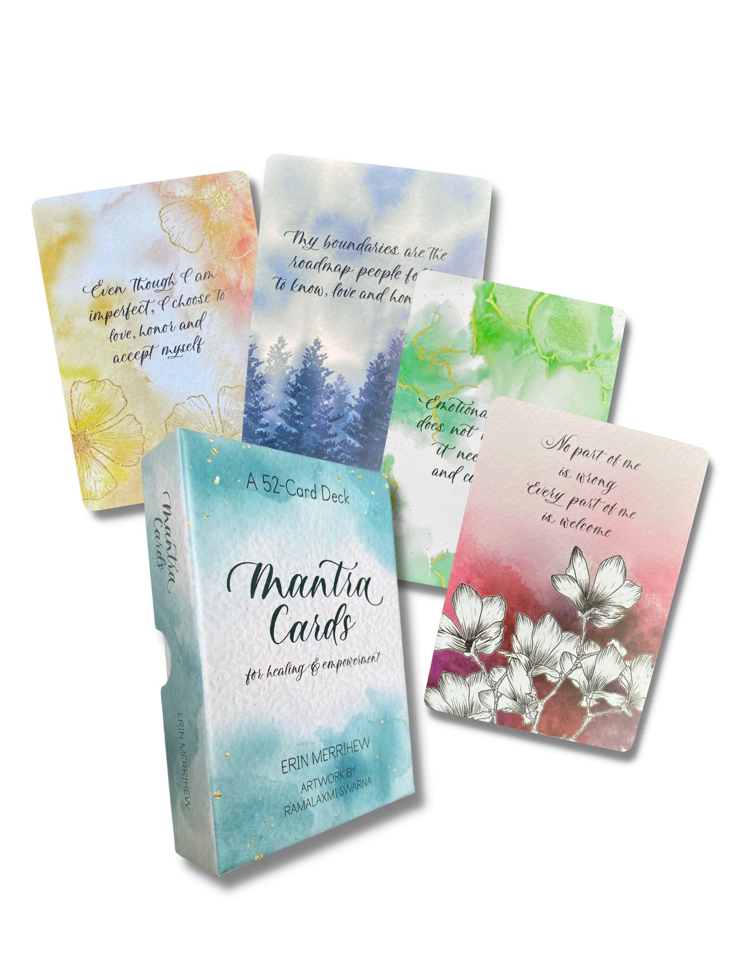 Erin Merrihew Mantra Card Deck | Daily Positive Affirmation & Motivational Cards | 52 Healing Messages for Self-Love & Empowerment