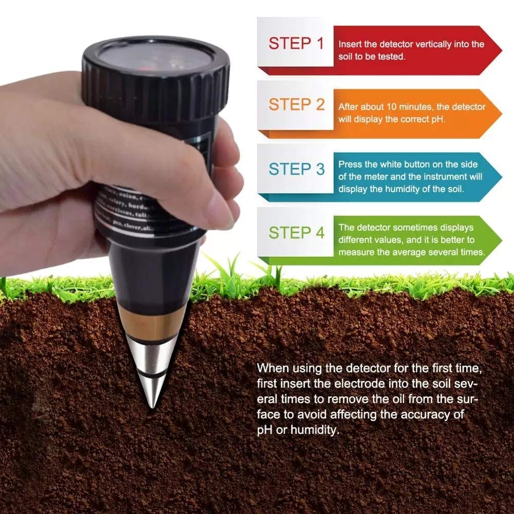 GHGHF Handheld VT-05 Soil Meter Humidity Tester with Ph Meter Digital Soil PH Meter PH Range 3~8ph, Moister Range 1~8