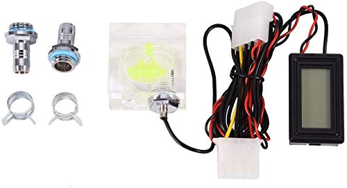 Computer Water Cooling Thermometer, Water Flow Meter, Computer Temperature Detector Kit, PC Computer 3 Way Flow Meter Digital Thermometer Suitable for Water Cooling System Kit