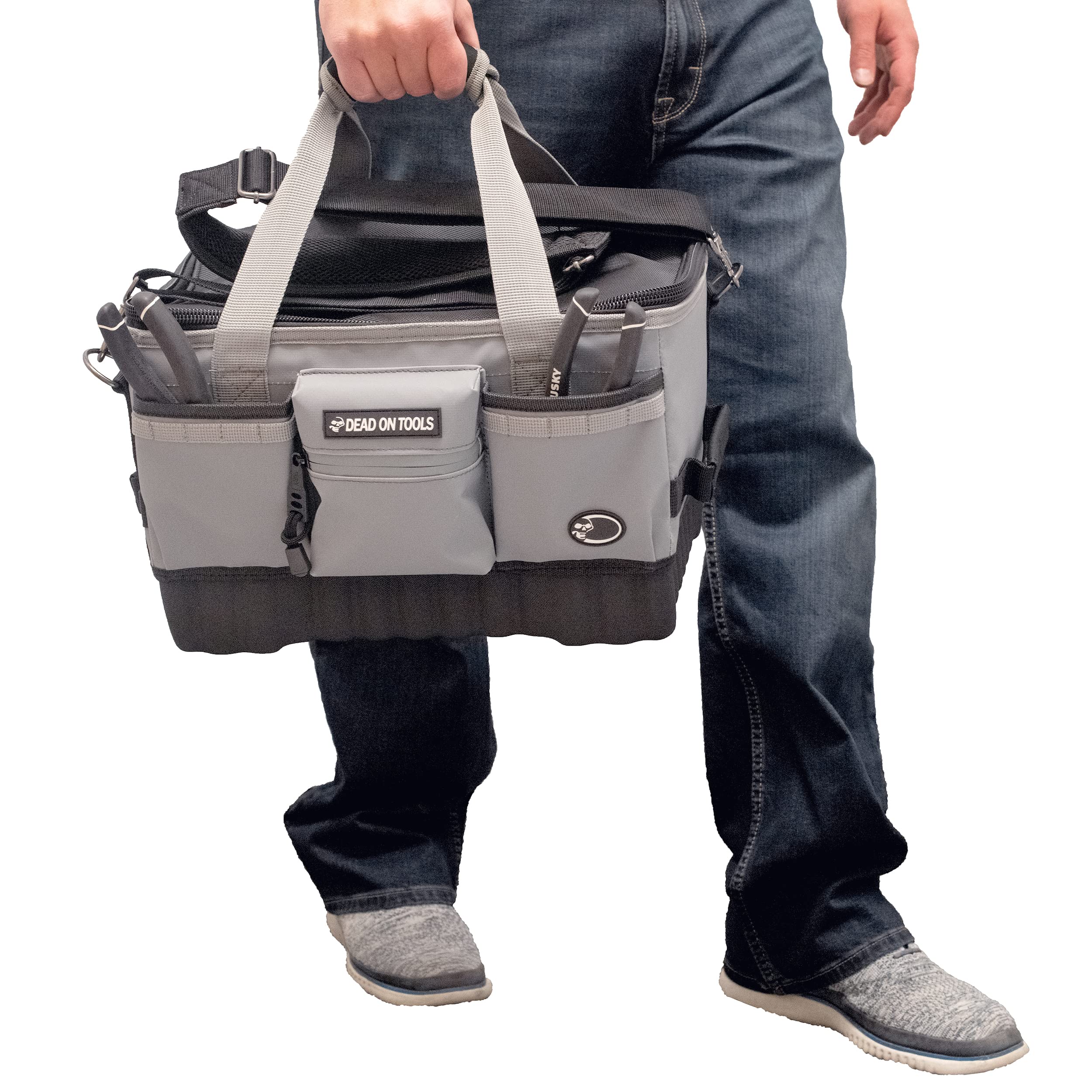 Dead On Tools 14 in. FlatTop Weather Resistant Tool Bag, Gray, One Size