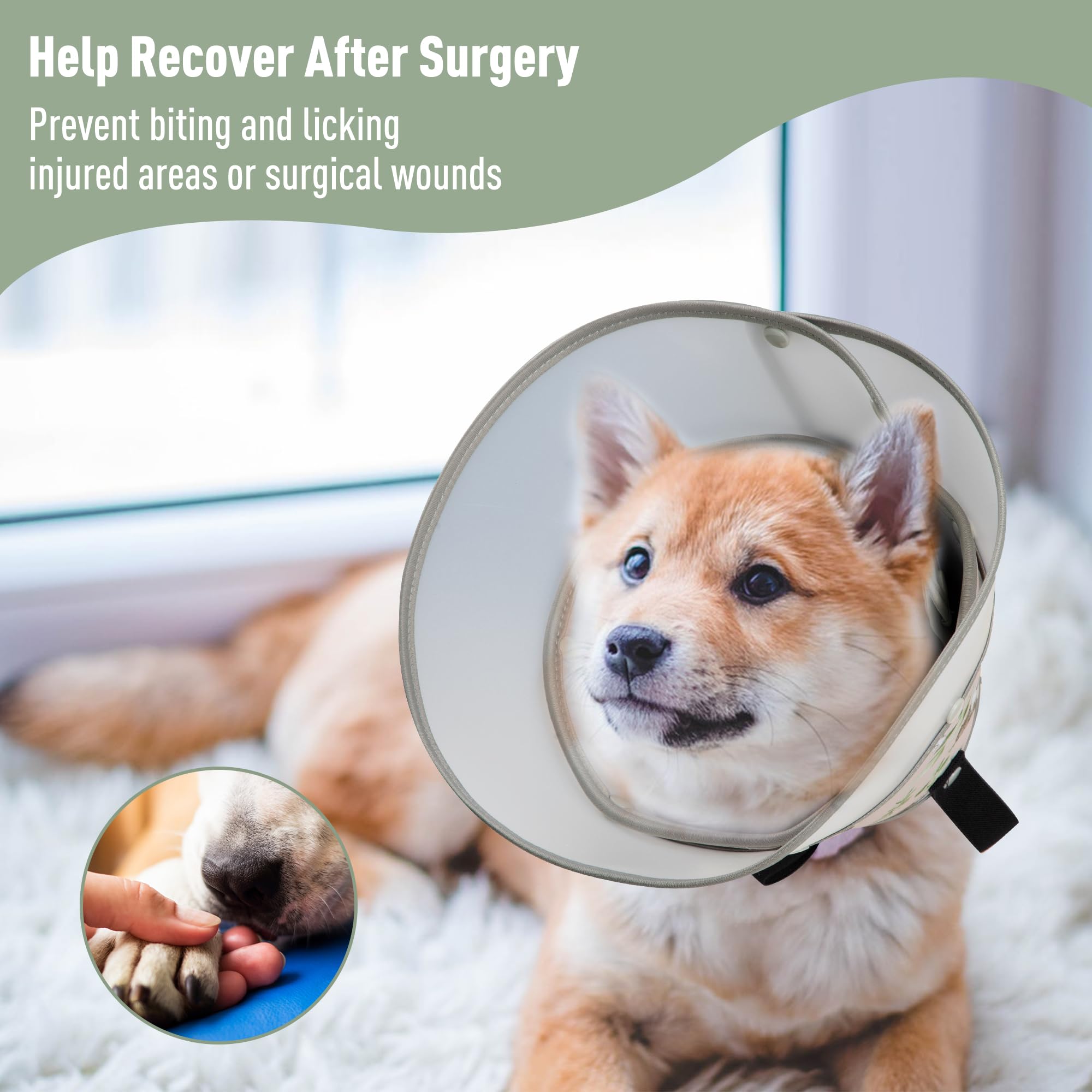 Fuz Bigaza Soft Dog Cone Collar for Large Medium Small Dogs After Surgery, Adjustable Pet Recovery E-Collar, Elizabethan Collar for Dogs and Cats, Tan XLarge