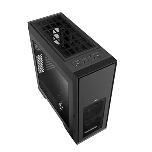 GAMEMAX Full Tower Chassis with Front Mesh Ventilation and ODD and Window Cases, ATX - High Airflow, 3 x LEDs Blue Cooling Fans Included, Black (Master M905)