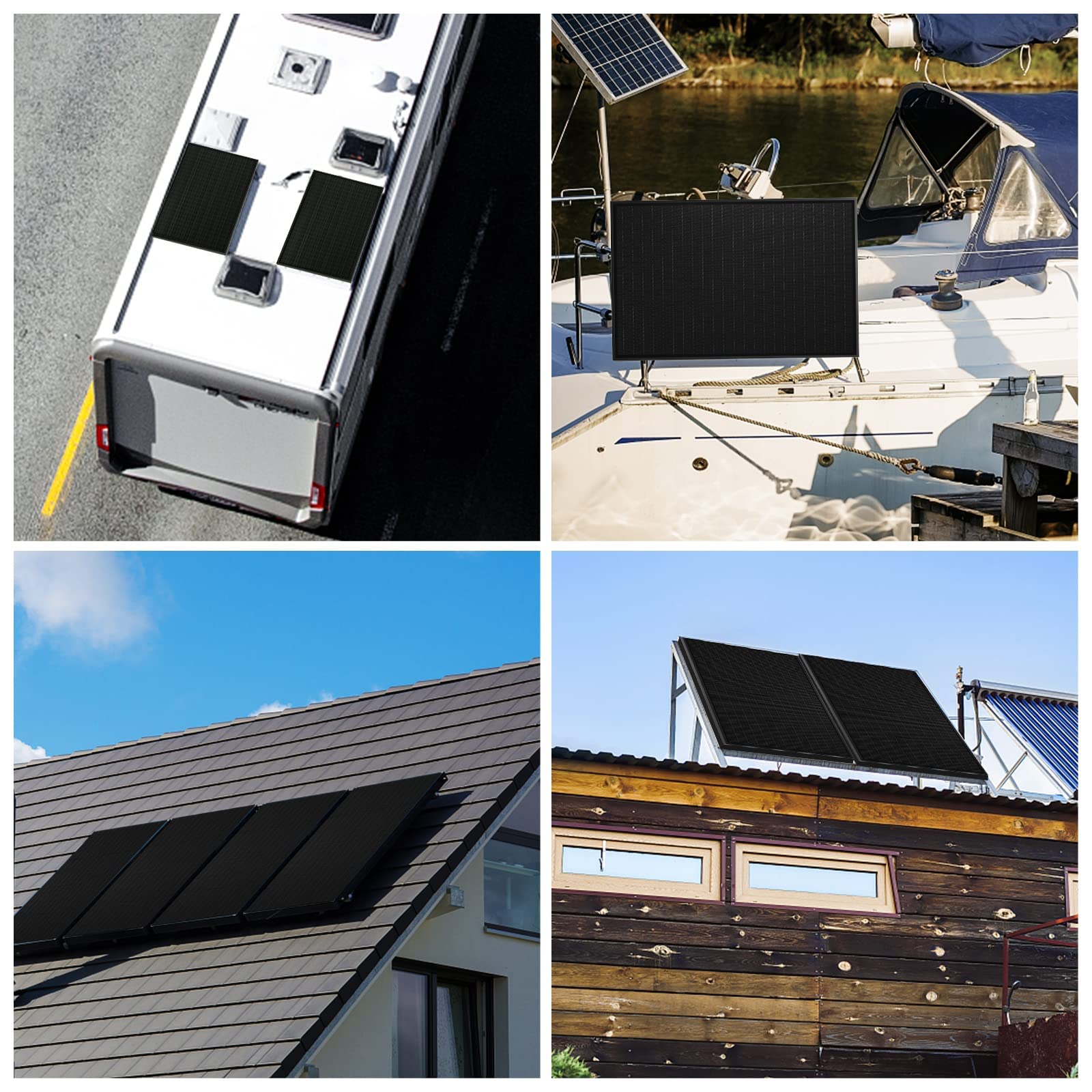 ECO-WORTHY 150Watt 12Volt Solar Panels with Black Design, High Efficiency Monocrystalline Cells PV Module Power Charger for RV Cabin Marine Farm Rooftop Battery Off-Grid Applications
