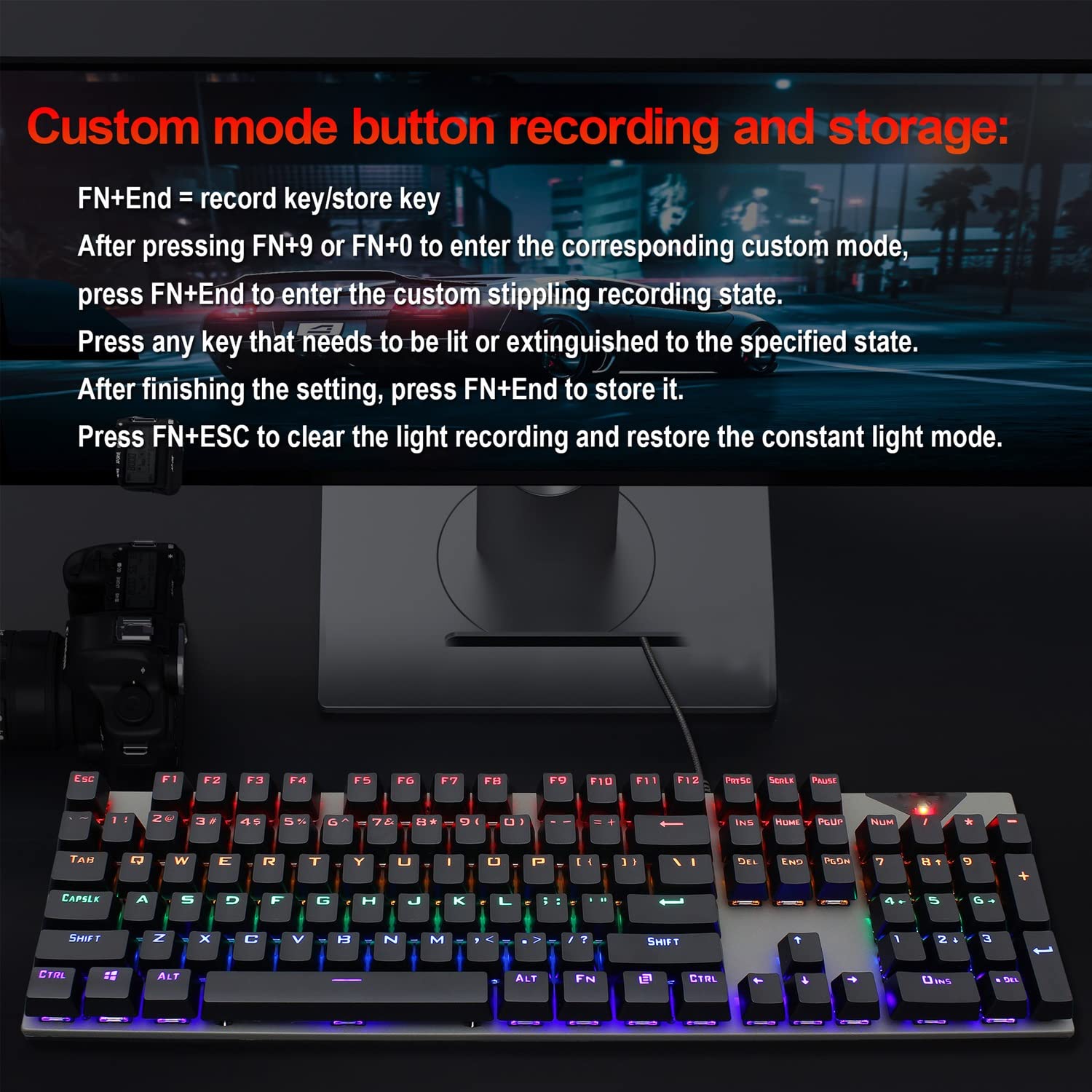 EXHNLE Mechanical Keyboard and Mouse, Wired Gaming Keyboard, 104 Keys Rainbow Backlit Keyboard, Gaming Mouse for PC Laptop Desktop Gaming and Work