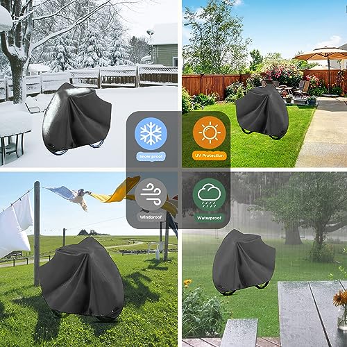 Forvio Outdoor Waterproof Bike Cover, 600D Heavy Duty Bicycle Cover for 1 or 2 Bikes with Lock Hole, Rain Sun Dust Wind Proof for Mountain Road Electric Bikes