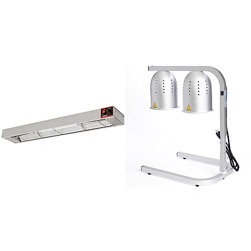 Winco ESH-36, 36-Inch Electric Strip Heater, 850W, 7A, Commercial Grade Infrared Food Warmer, ETL,Silver & SYBO DL2112 Commercial Grade Food Heat Lamp Portable Electric Food Warmer 2-Bulb