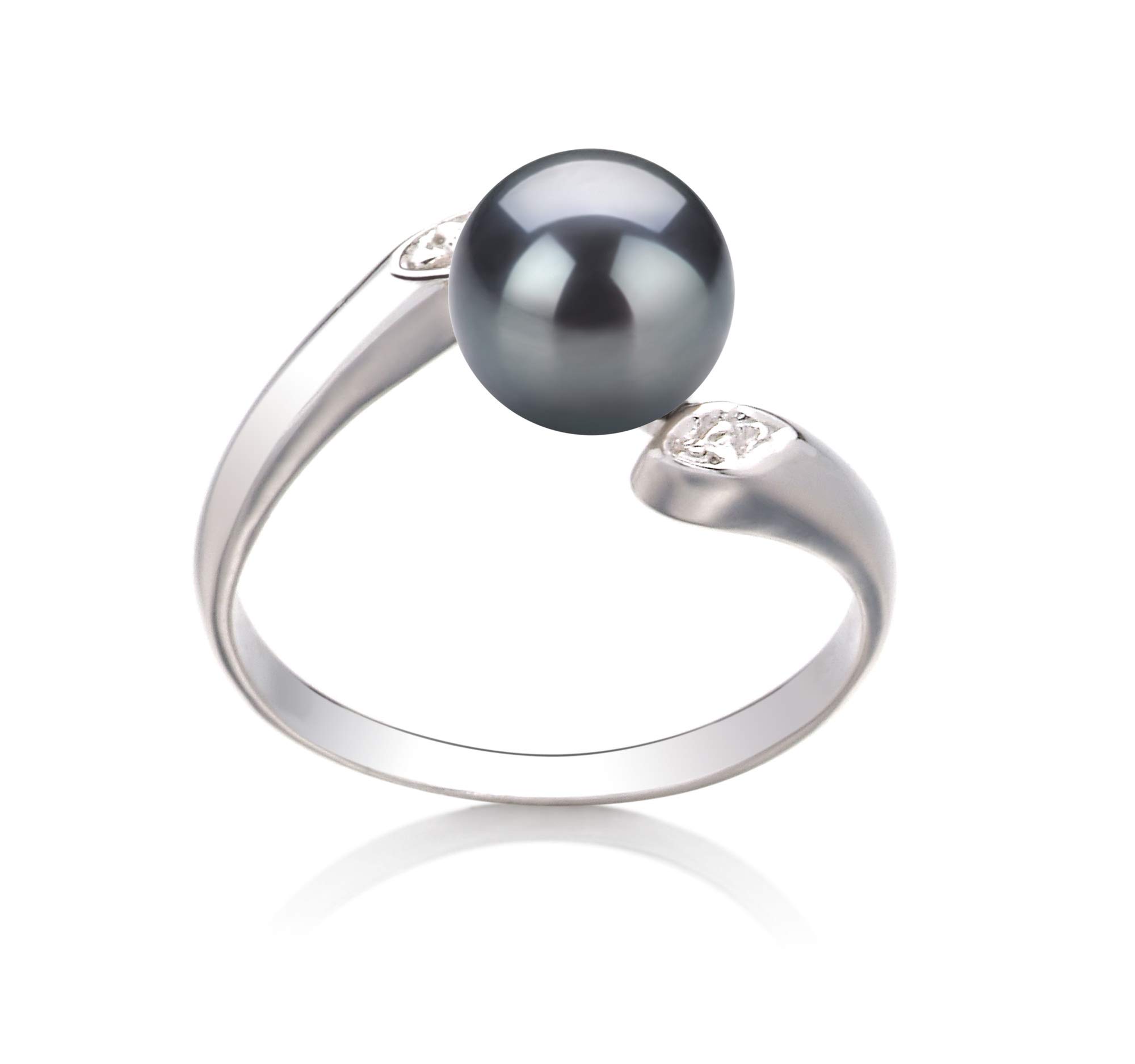 Dana Black 6-7mm AAA Quality Freshwater 925 Sterling Silver Cultured Pearl Ring For Women - Size-7