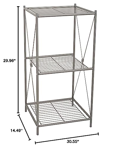 Zenna Home 3 shelves 2557NN Cross Style Floor Stand, Satin Nickel