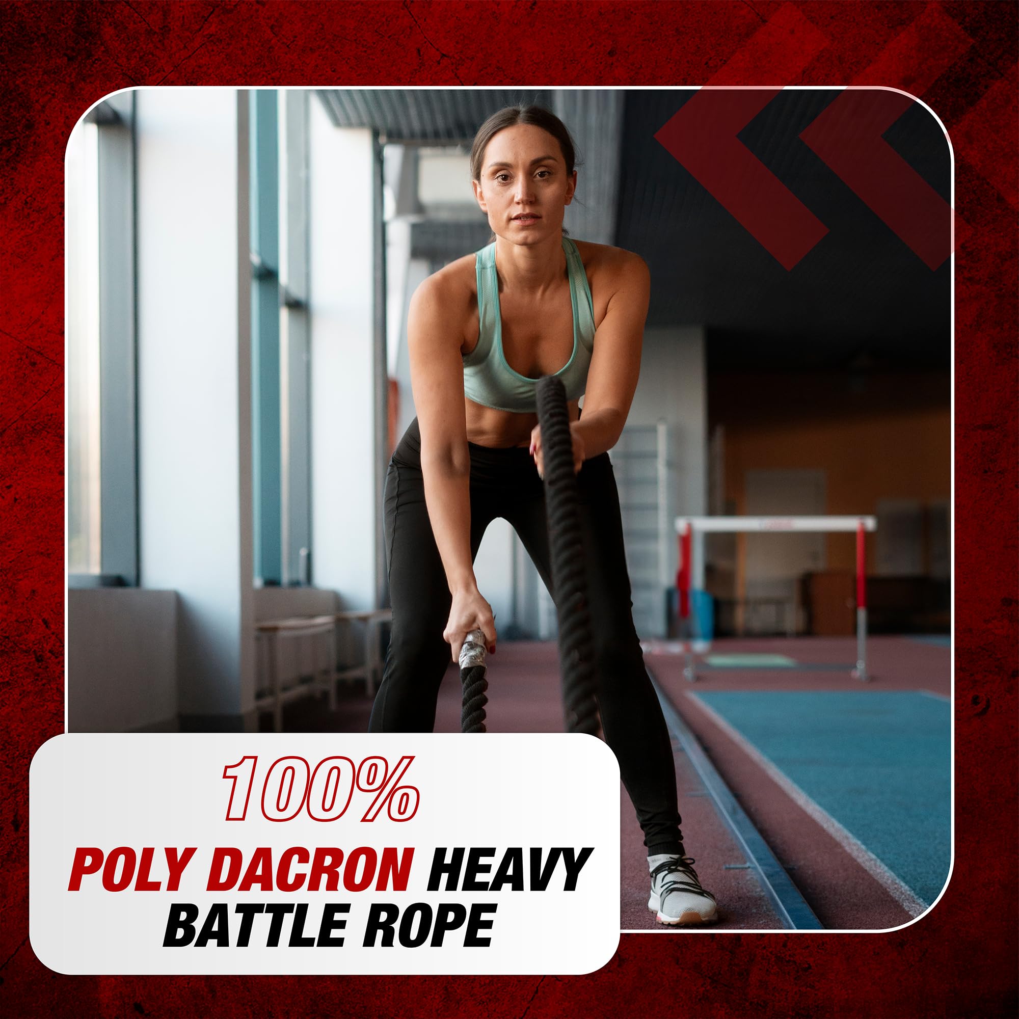 Pro Battle Ropes with Anchor Strap Kit and Exercise Poster – Upgraded Durable Protective Sleeve – 100% Poly Dacron Heavy Battle Rope for Strength Training, Cardio Fitness, CrossFit Rope (1.5” x 30 ft)
