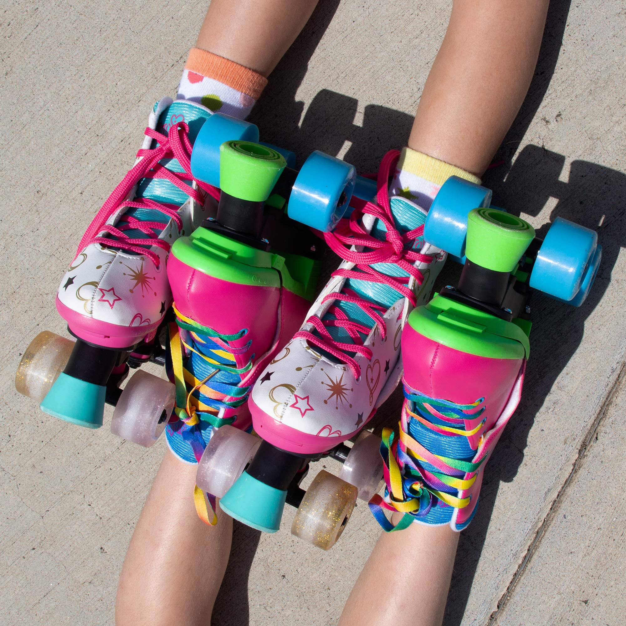 Circle Society Classic Adjustable JoJo Siwa Children's Roller Skates, 12-3 US Girls, Party in Pink