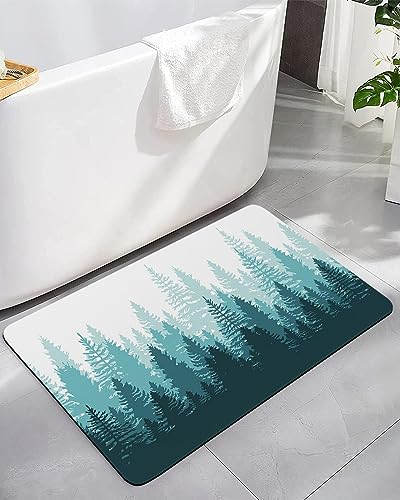 Modern Forest Aqua Bath Mat for Tub,Non Slip Bathroom Floor Runner Rug Quick Dry & Absorbent Diatomaceous Earth Kitchen Room Shower Sink Washable Doormat,Gradient Aesthetics Modern Color Decor 16"x24"