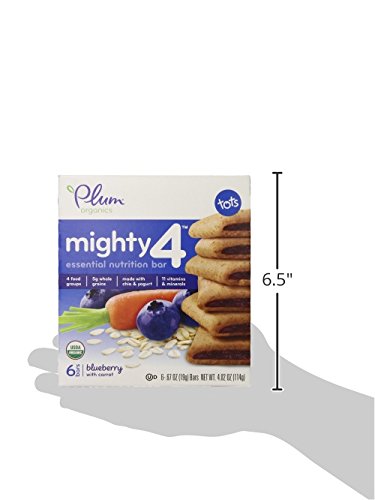 Plum Organics Mighty 4 Essential Nutrition Bars, Blueberry with Carrot, 0.67 Ounce, 6 Count