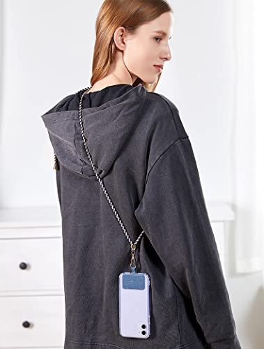 Pluxen Phone Lanyard Pads - 2 x Universal Durable Tabs Compatible with iPhone and All Cellphones Strap Safety Tether Black/Gray
