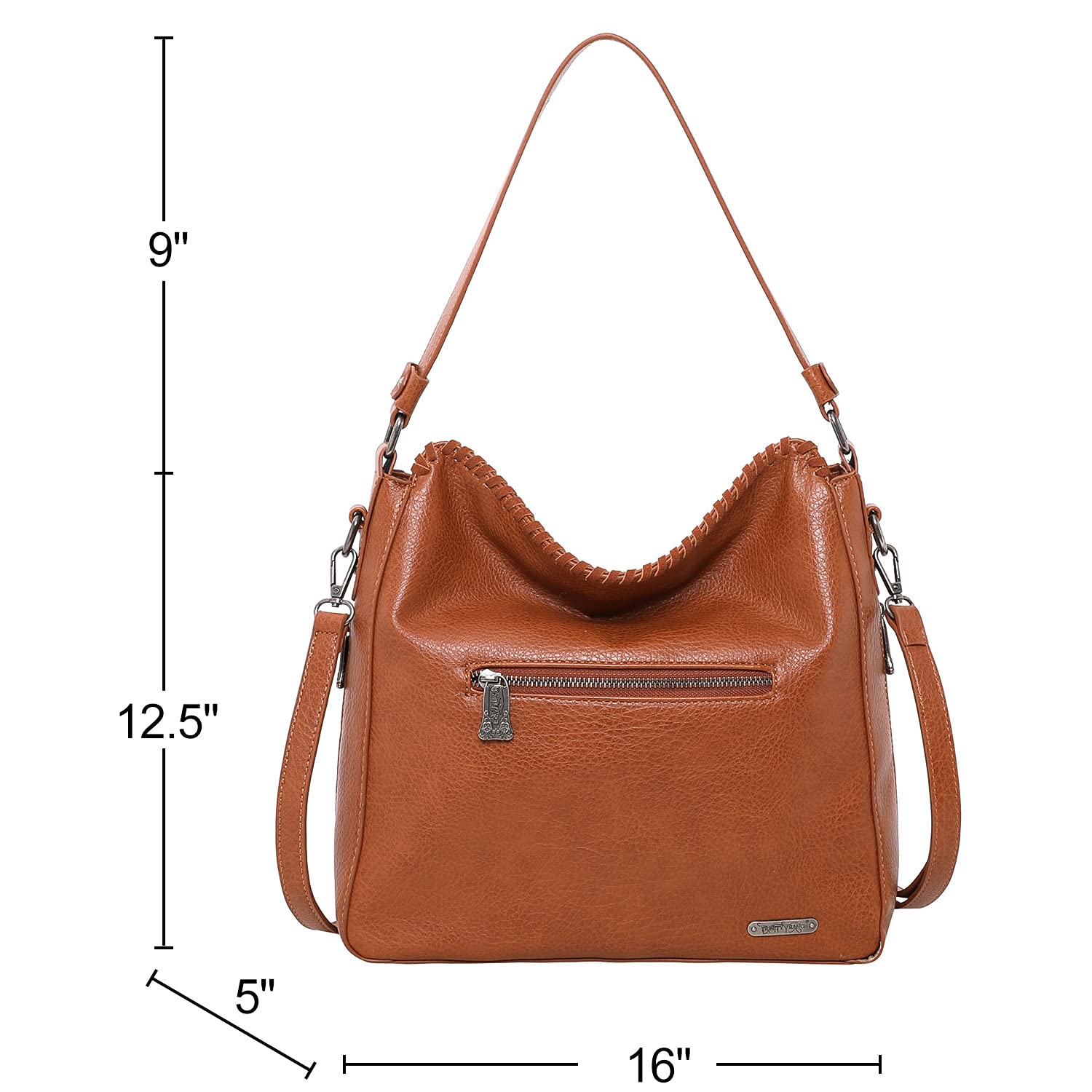 Cowhide Fur Dual Sided Concealed Carry Handbag Genuine Leather Hair on Hide Hobo Purse Brown Shoulder Bag TR123G-918BR