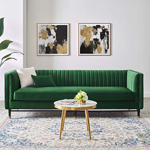 Modway Devote Channel Tufted Performance Velvet, Sofa, Emerald