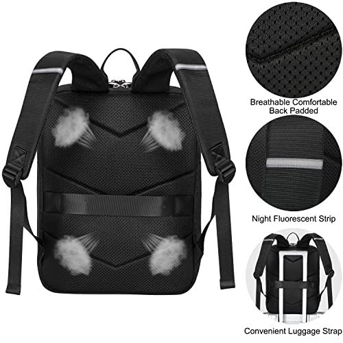 LANDICI Travel Laptop Backpack,Slim Business Work Commuter Back Pack for Men Women,Waterproof College Computer Bag with Laptop Compartment Fits 14 15 15.6 Inch Notebook,Black