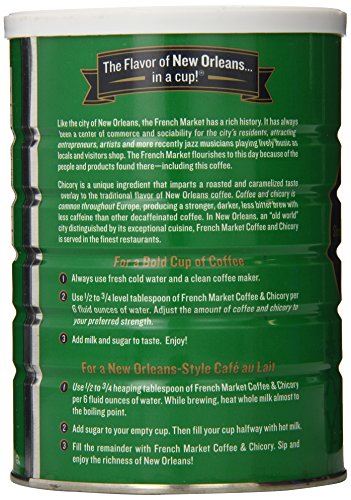 French Market Coffee & Chicory Decaffeinated Medium-Dark Roast Ground Coffee, 12oz Can (Pack of 1)