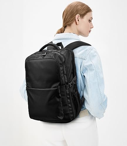 Lekakii Backpack for Traveling On Airplane, Travel Backpack for Women Men, 45L Nylon 600D Waterproof Carry On Backpack, Personal Item Laptop Backpack Black
