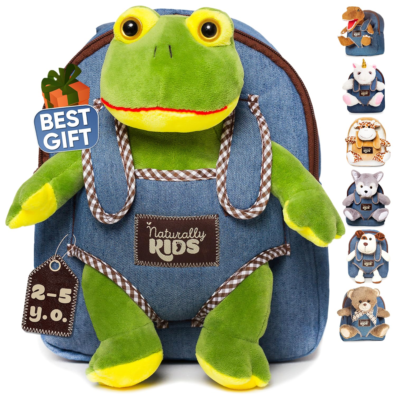 Frog Backpack for Toddler, Frog Toys for Kids 3-5, Frog Stuffed Animal