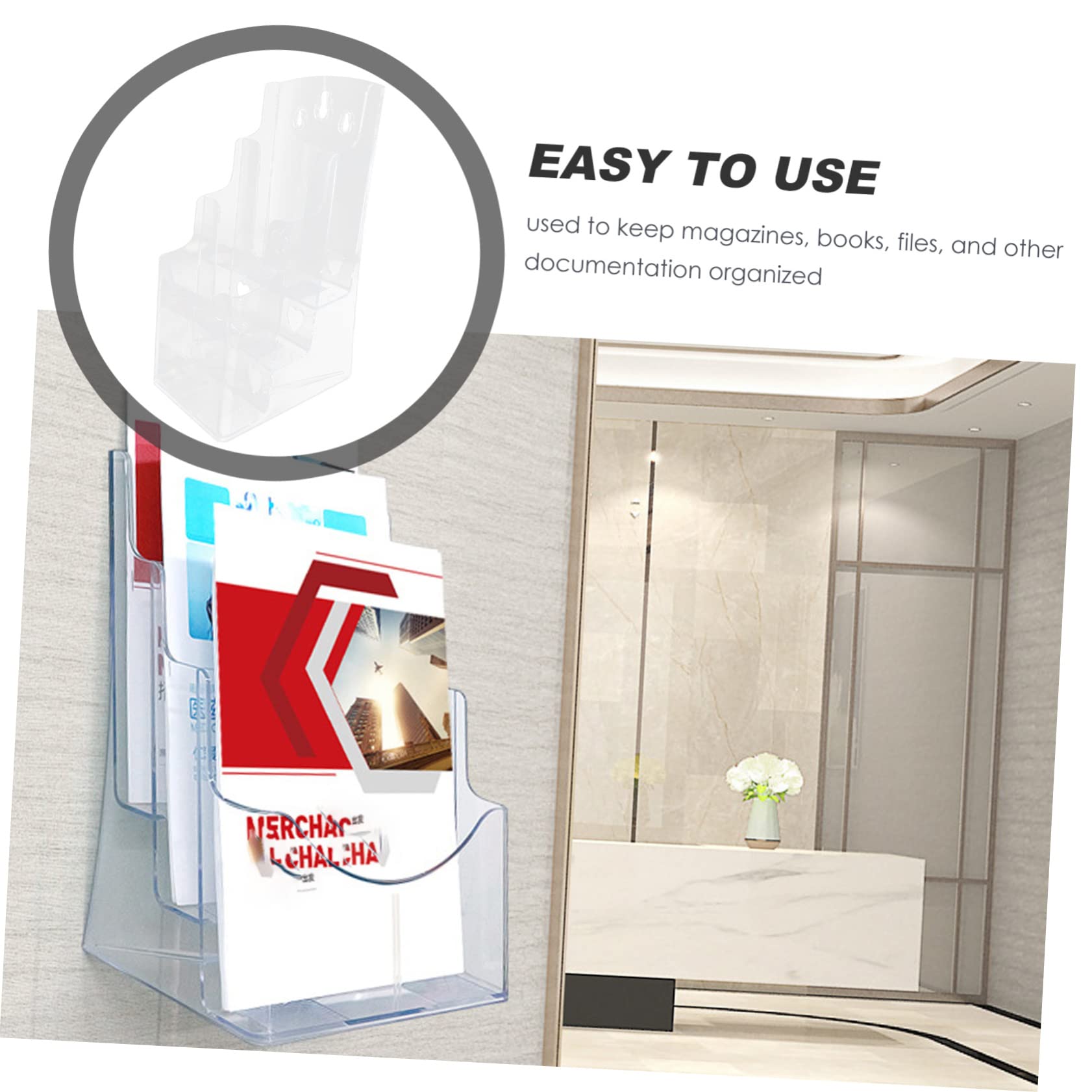 Folding Rack Desktop Brochure Holder Wall Pamphlet Holder File Storage Rack File Holder Rack Acrylic Brochure Holder Clear File Rack Wall Mount Flyer Holder Clear Pamphlet Rack