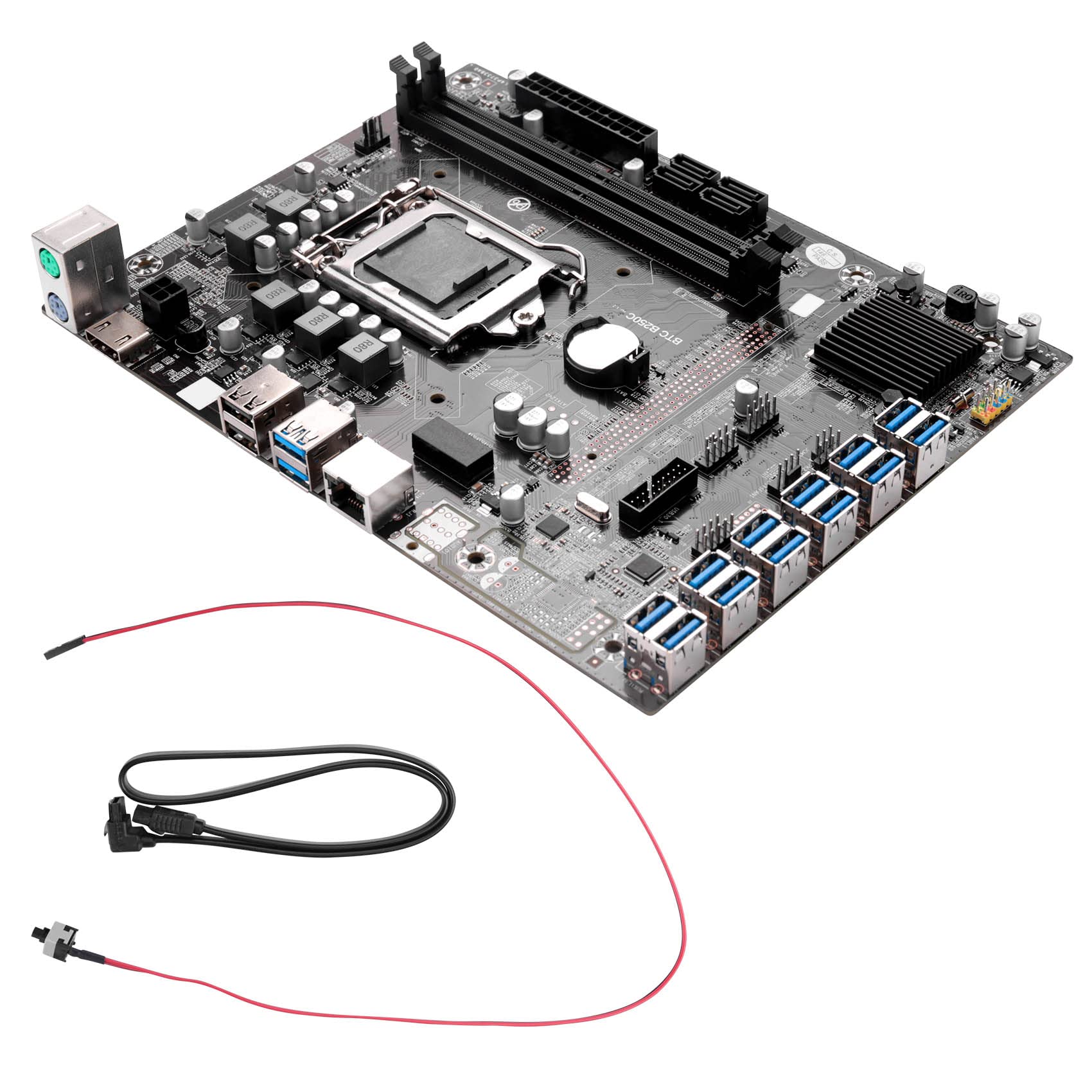 Exogio B250C BTC with Cable+ Cable 12XPCIE to USB3.0 GPU Slot LGA1151 Support DDR4 DIMM