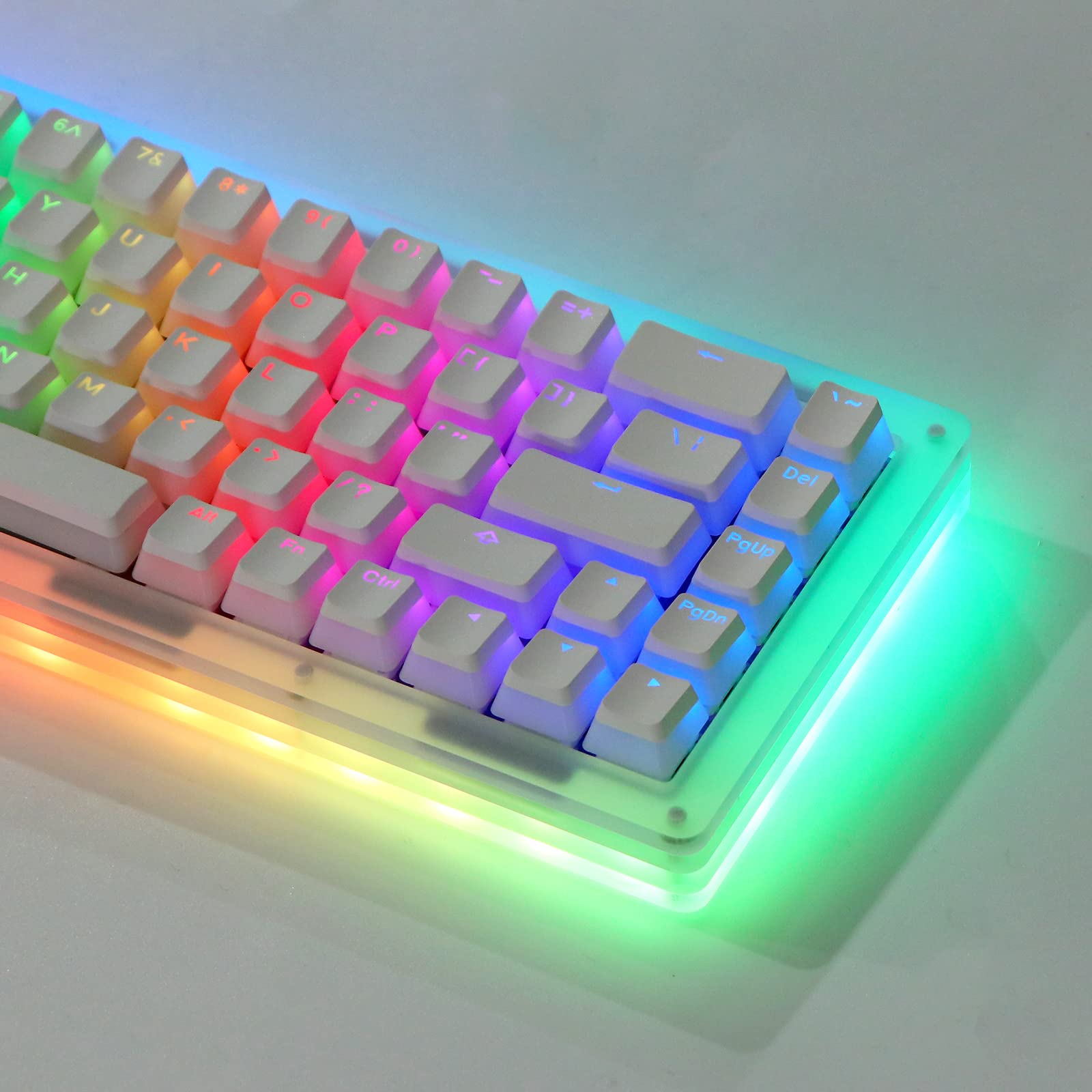EPOMAKER TK68 65% Gasket Acrylic Hot Swappable 2.4Ghz/Bluetooth 5.0/USB-C Wired Wireless Gaming Keyboard with RGB Backlight, Translucent Pudding Keycaps for Office/Home/Win/Mac(Budgerigar Switch)