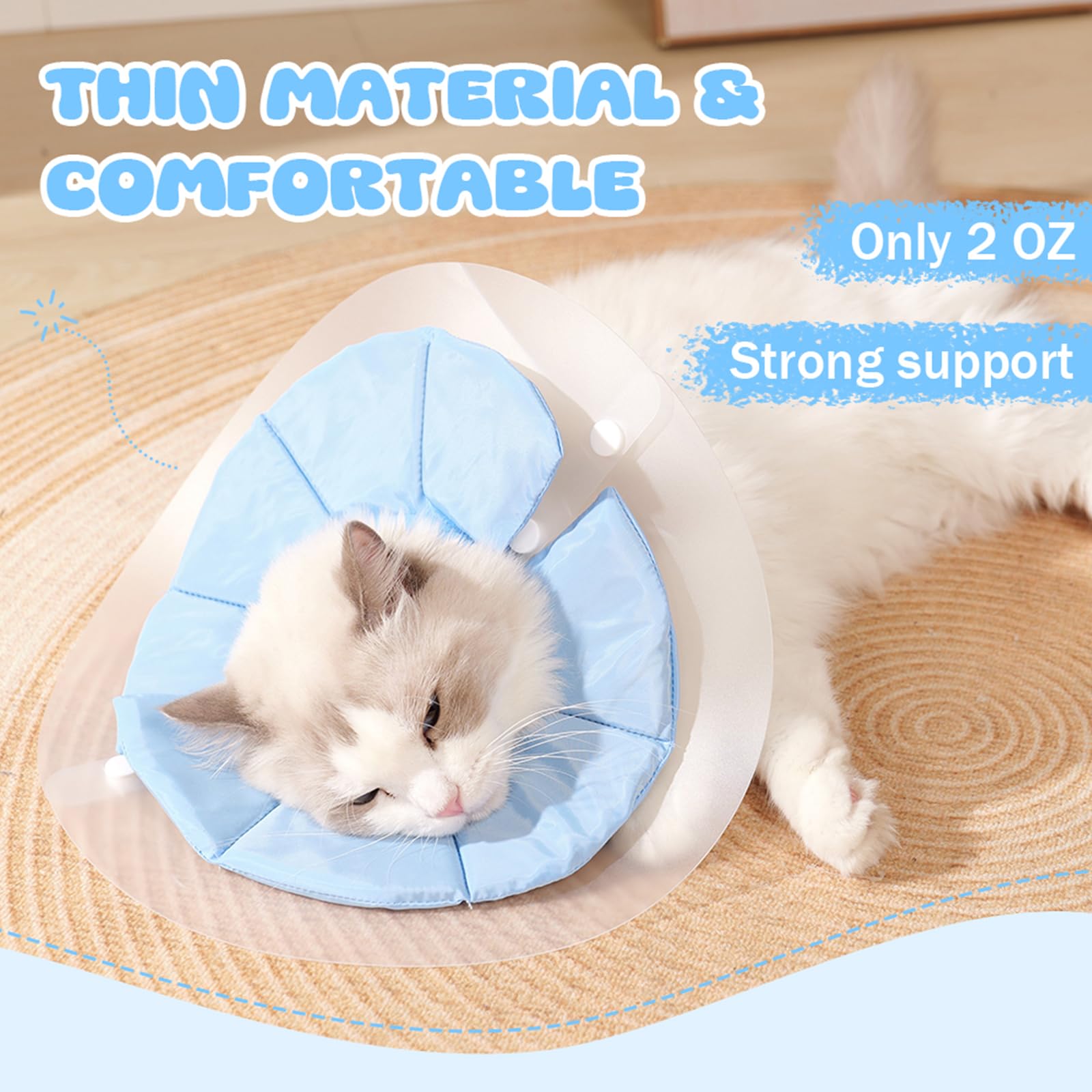 IKIPUKO Cat Cone Collar Soft Adjustable Recovery Pet E-Collar After Surgery, Lightweight Waterproof Kitten Cones, Protective Neck Cones for Small Dogs to Stop Licking Wounds, Pink, M