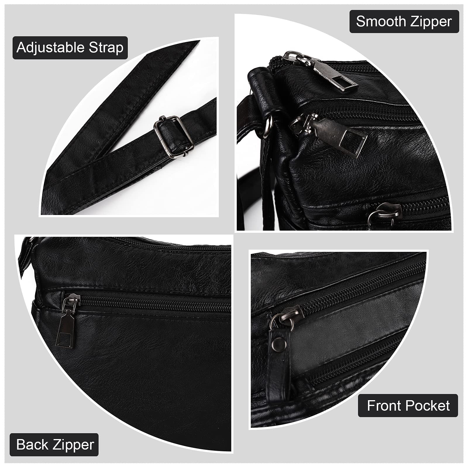 Gladdon Small Crossbody Bags For Women Shoulder Bags Washed Leather Purses and Handbags Black