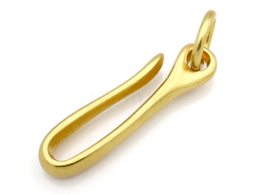 CRAFTMEMORE 1pc Fish Hook Key Chain Solid Brass Japanese Fish Hook Keyring Wallet Holder Belt Clip (2 1/4" (58mm))
