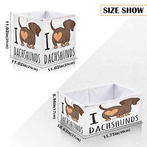 RunningBear Dachshund Dog Storage Basket Storage Bin Square Collapsible Toy Bins Decorative Storage Boxes Organizer for Clothes Towels Magazine