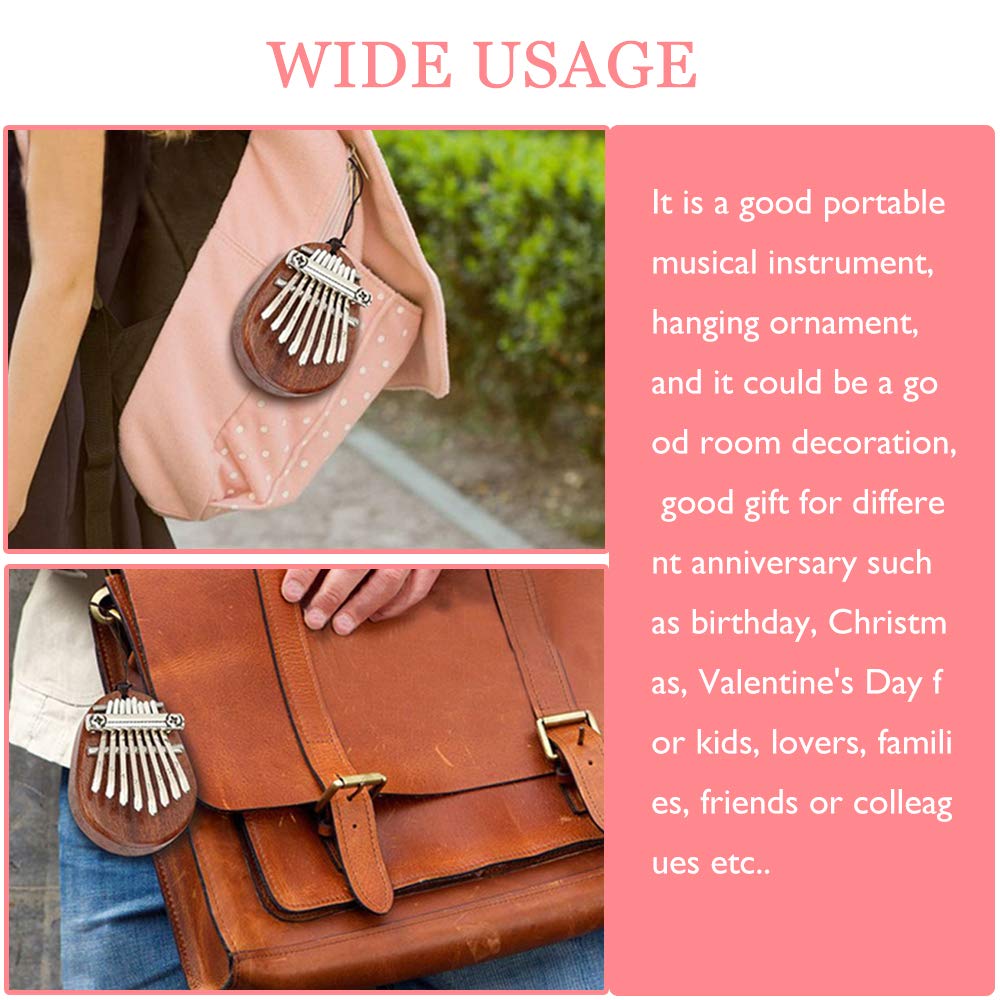 Melogale Kalimba Portable Mini 8 Key Thumb Piano Marimba Mbira Kisanji Musical Good Accessory Pendant Finger Piano Gift for Adults and Children