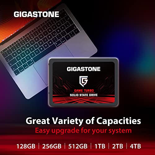 Gigastone Game Turbo 256GB SSD SATA III 6Gb/s. 3D NAND 2.5" Internal Solid State Drive, Read up to 520MB/s. Compatible with PC, Desktop and Laptop, 2.5 inch 7mm (0.28”)