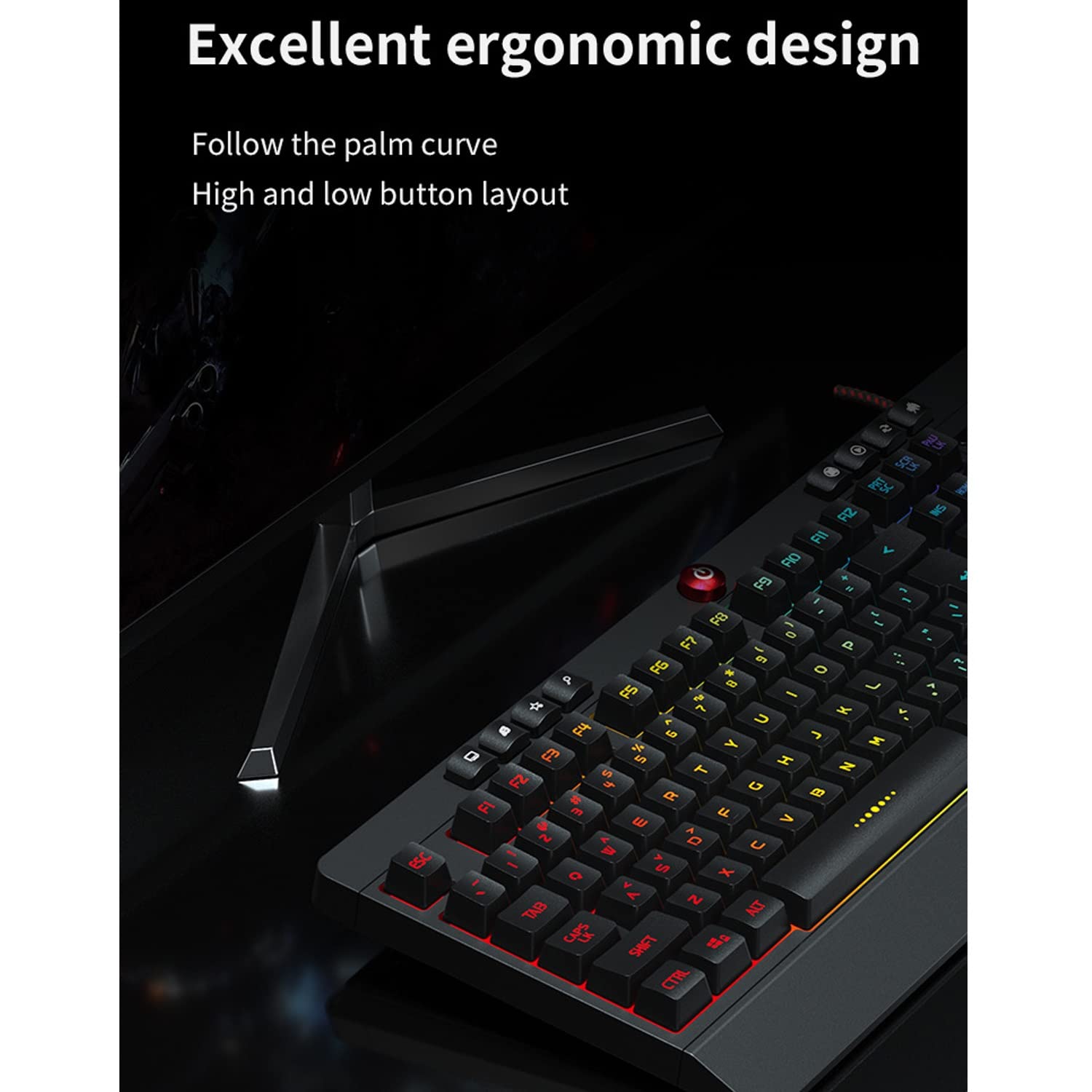 EXHNLE Gaming Keyboard and Mouse Combo, LED Rainbow Backlit Keyboard, 104 Keys USB Ergonomic Keyboard, for PC Computer Gamer (Color : White)