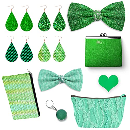 HYANG Christmas Green PU Faux Leather Sheets 1 Roll 12"X53"(30cmX135cm), Faux Leather Very Suitable for Crafts Making Leather Earrings, Bows, Handbag ,Sewing (Glitter)
