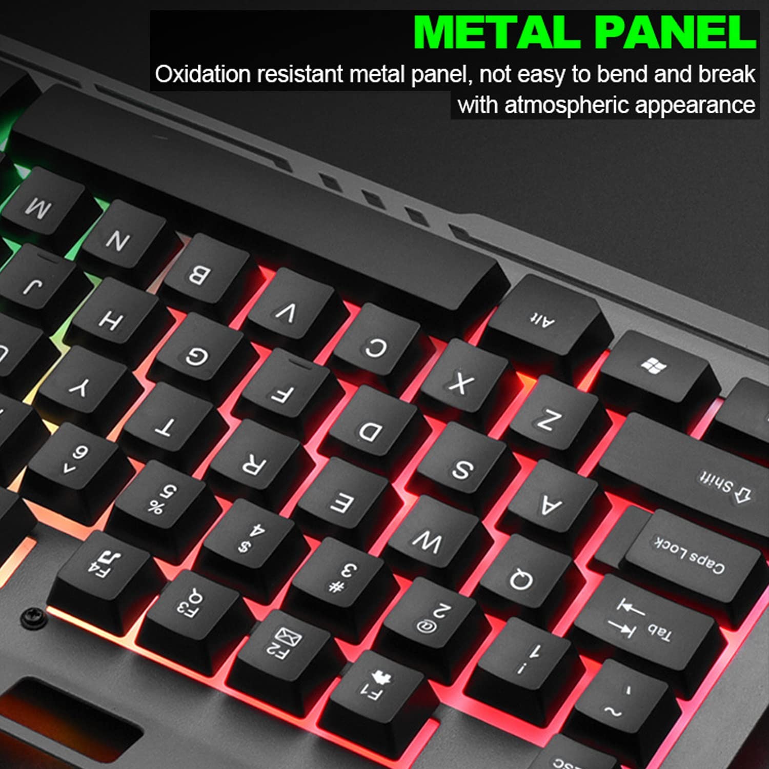 EXHNLE Mechanical Keyboard and Mouse Combo Wired 104 Keys Backlit Gaming Keyboard Red Switch, USB Wired Backlit Keyboard, for Laptop PC Computer Game and Work (Color : White)