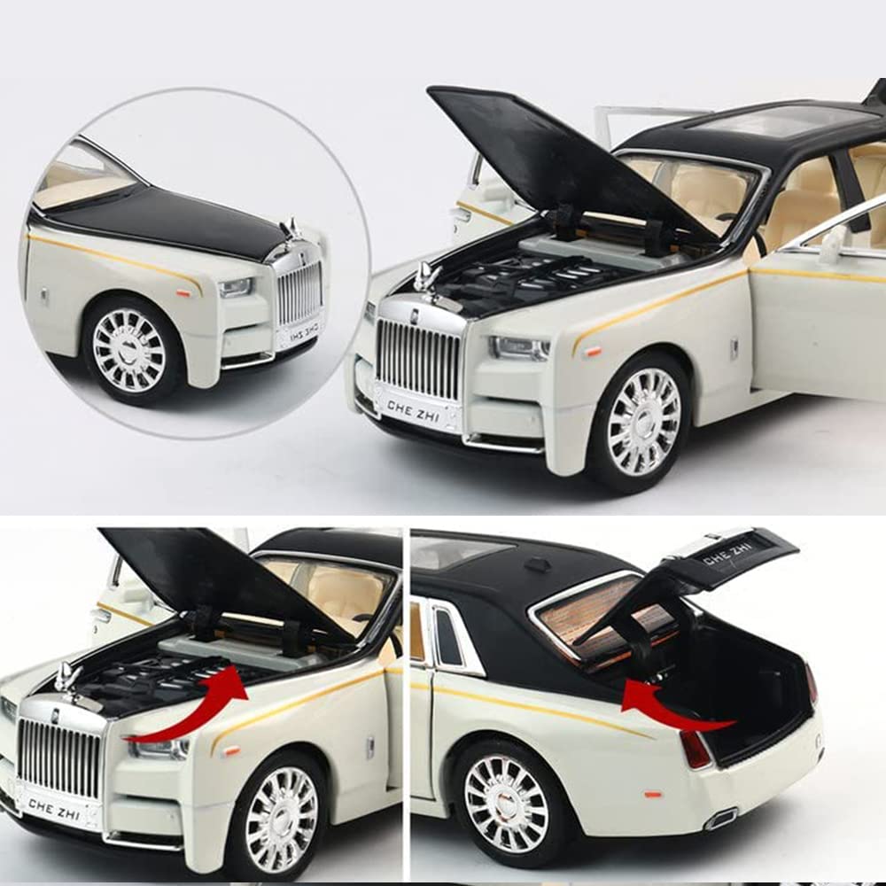 EROCK 1:32 Rolls-Royce Phantom Model Car,Zinc Alloy Pull Back Toy car with Sound and Light for Kids Boy Girl Gift,Collection of car model enthusiasts. (white)